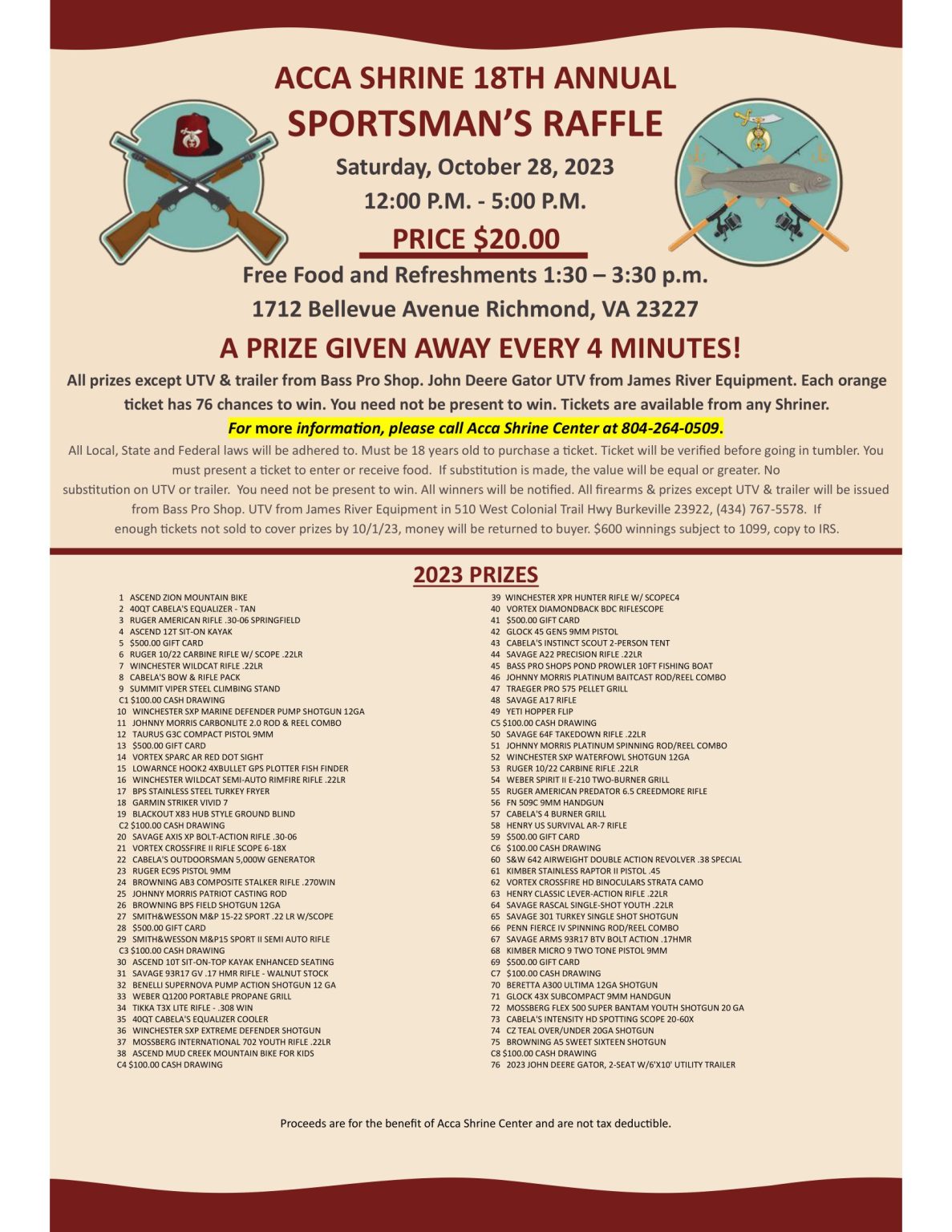 18th Annual Sportsman’s Raffle – Acca Shriners